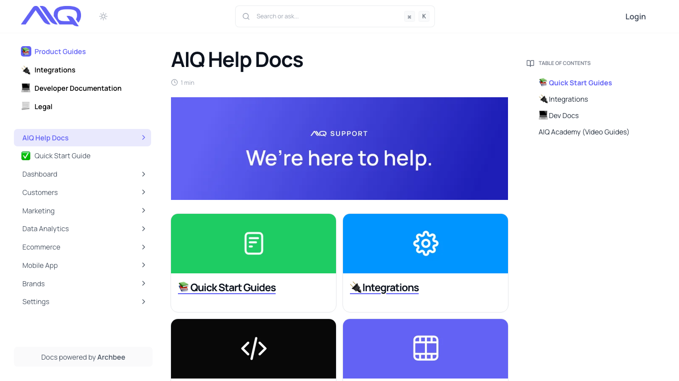 AlpineIQ | Documentation Portals built with Archbee
