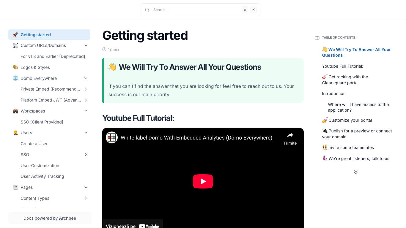 clearsquare | Documentation Portals built with Archbee