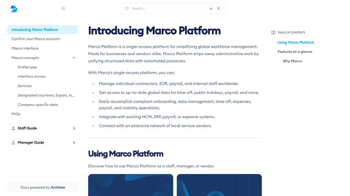 Marco | Documentation Portals built with Archbee