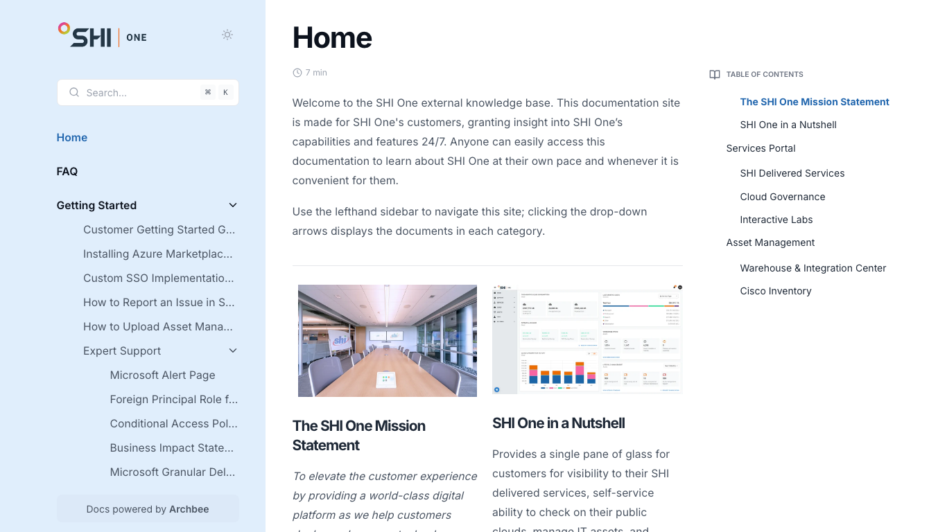 One | Documentation Portals built with Archbee