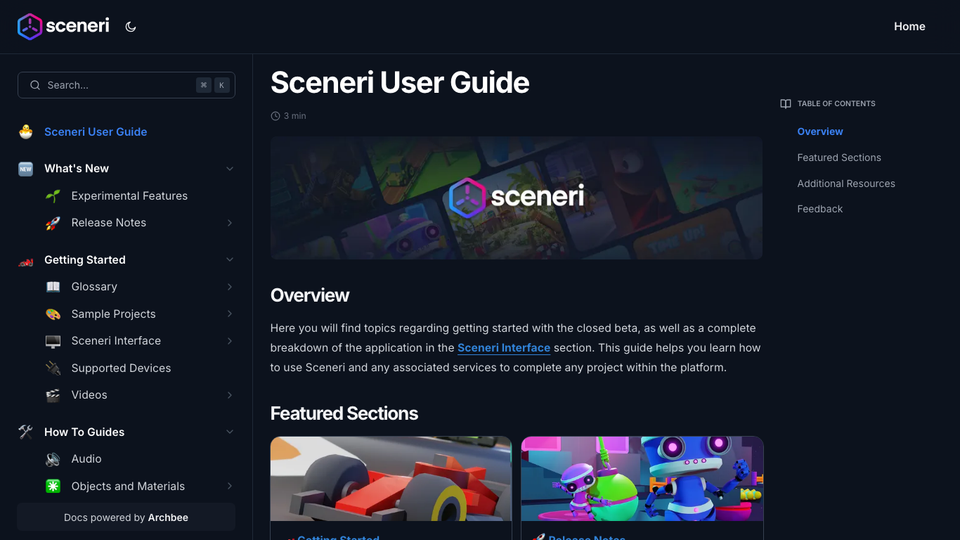 Sceneri | Documentation Portals built with Archbee
