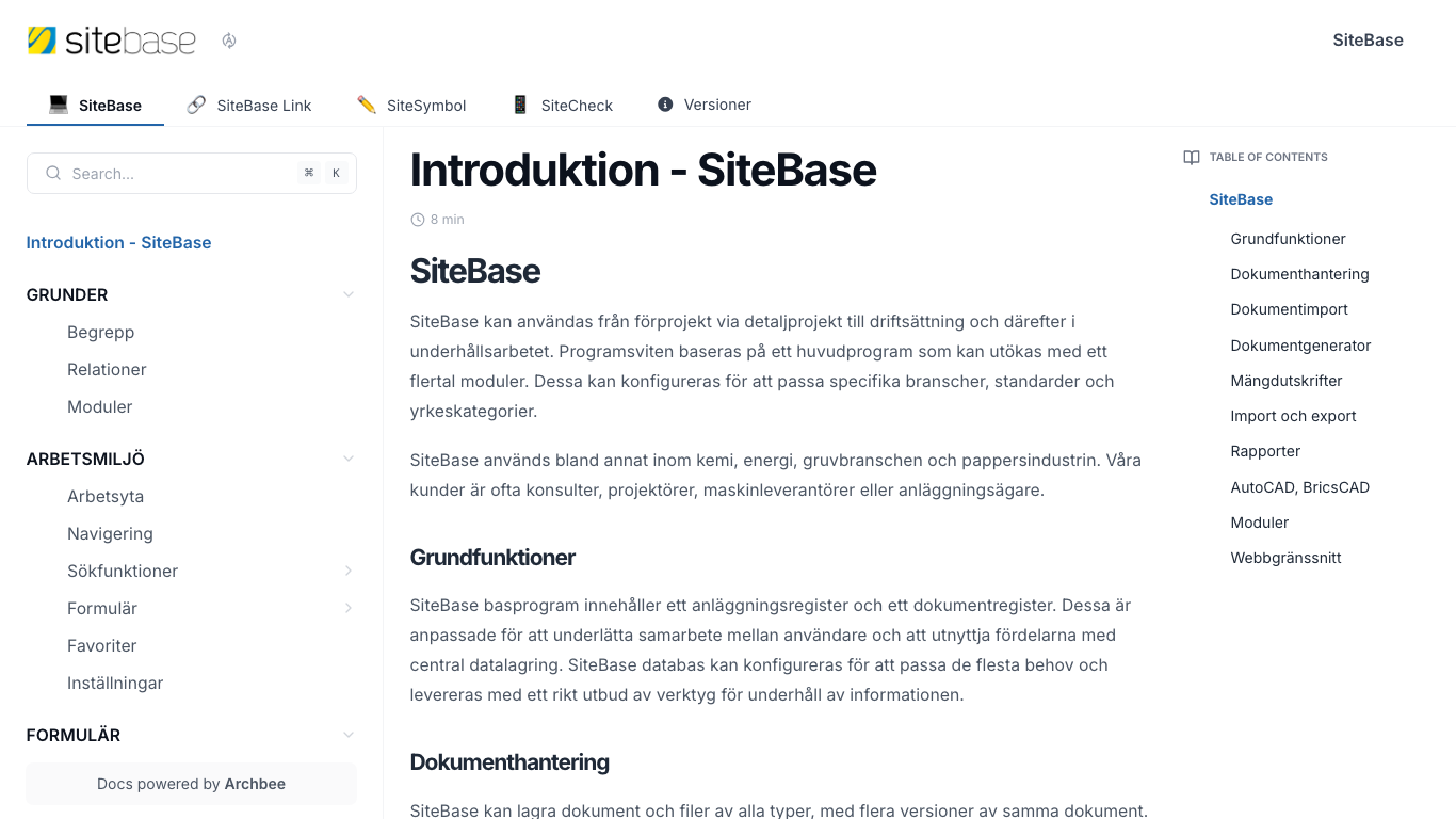 Sitebase | Documentation Portals built with Archbee
