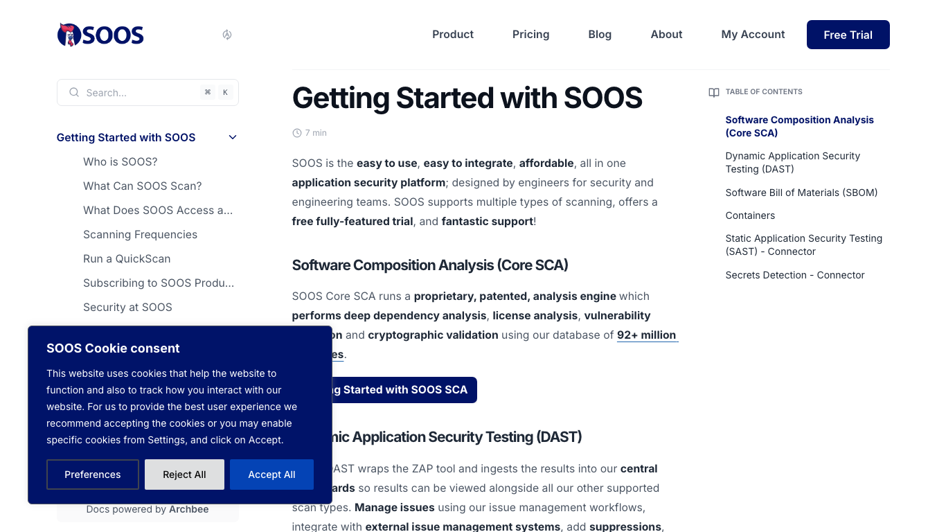 Soos | Documentation Portals built with Archbee