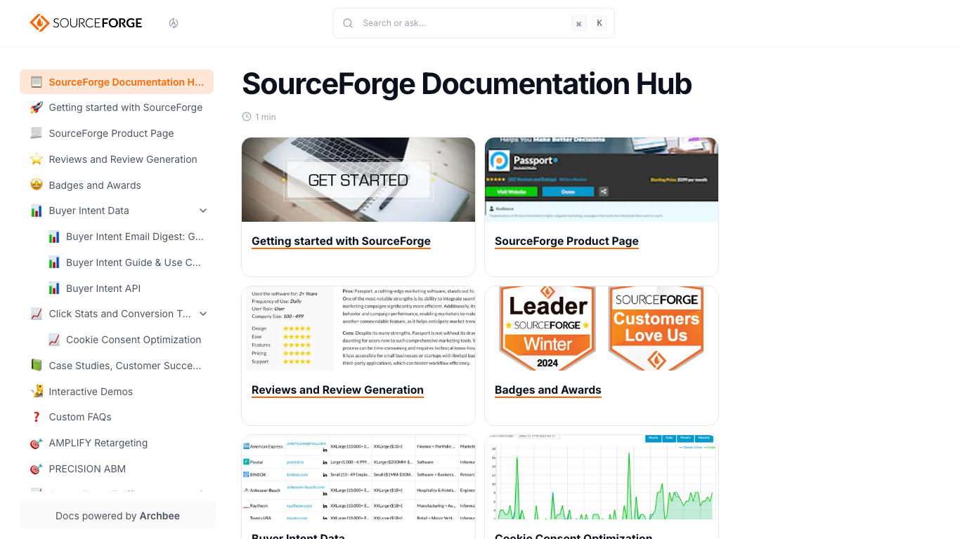 SourceForge | Documentation Portals built with Archbee