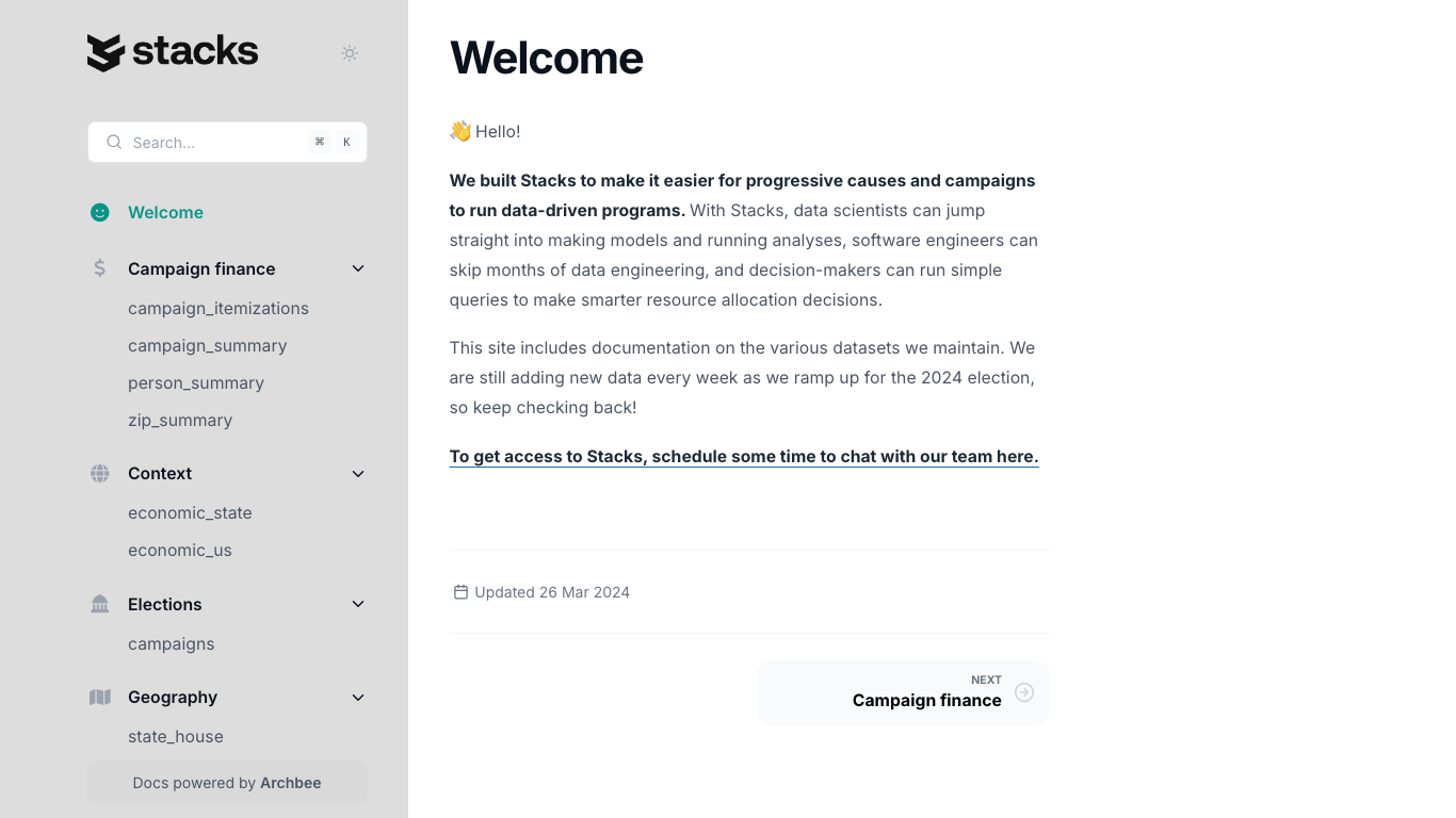 Stacks | Documentation Portals built with Archbee