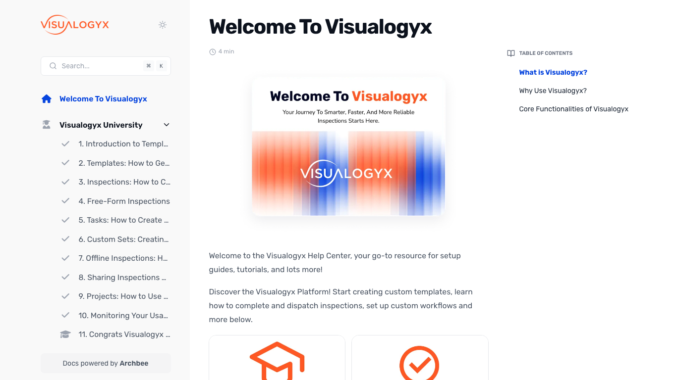 Visualogyx | Documentation Portals built with Archbee